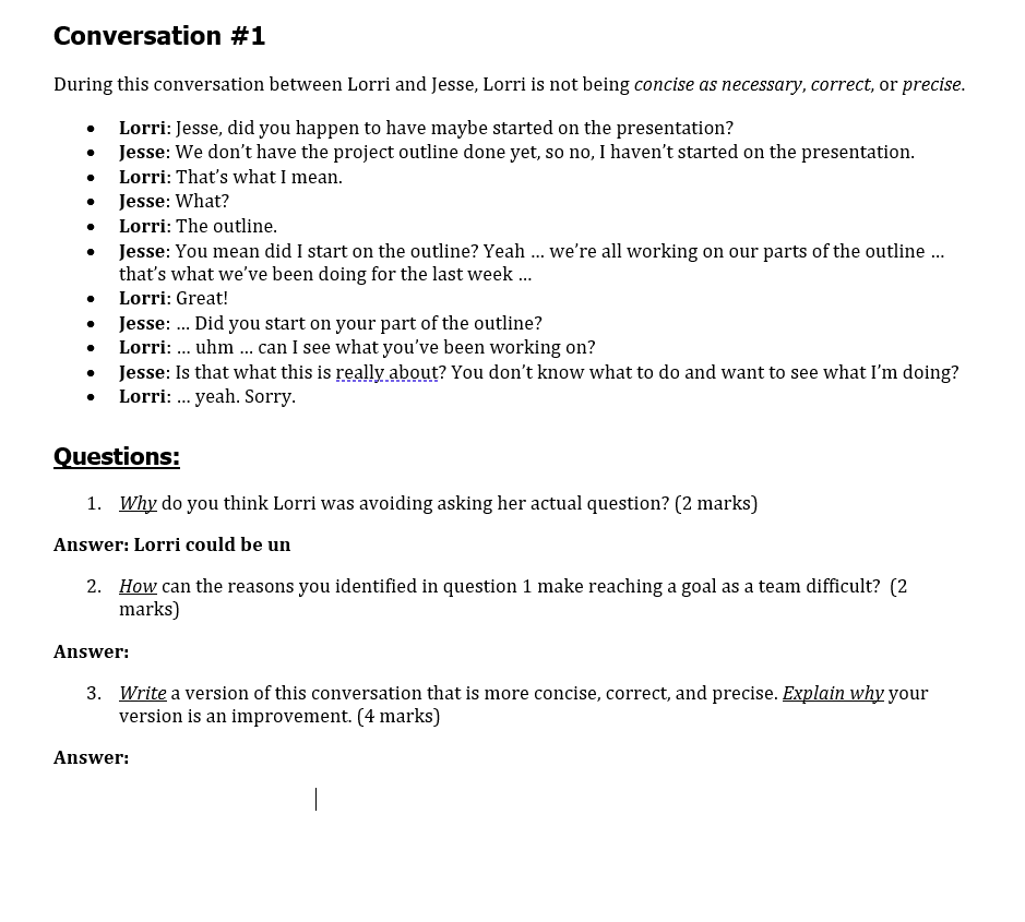 Solved Conversation #1 During this conversation between | Chegg.com