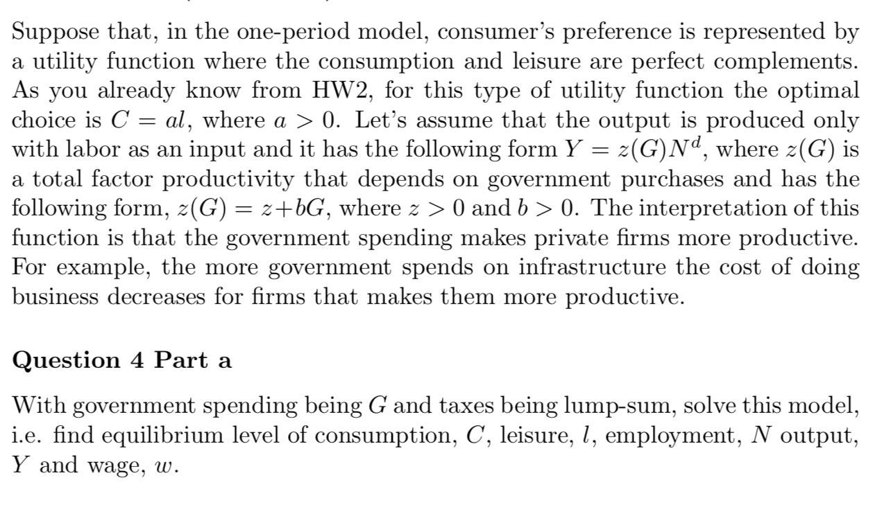 Solved = = Suppose that, in the one-period model, consumer's | Chegg.com