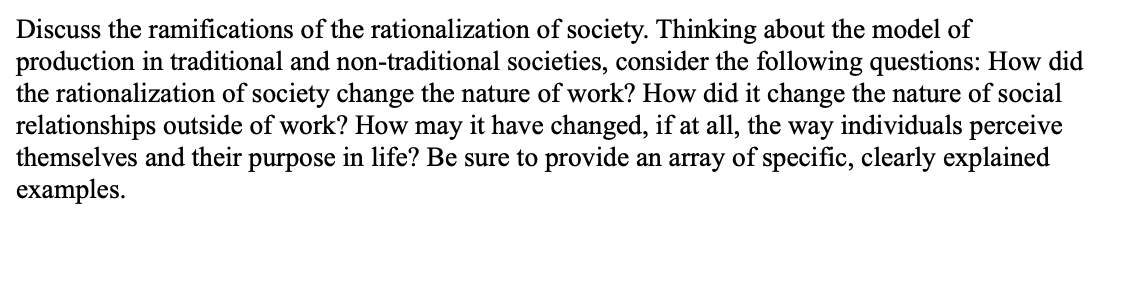 Solved Discuss the ramifications of the rationalization of | Chegg.com