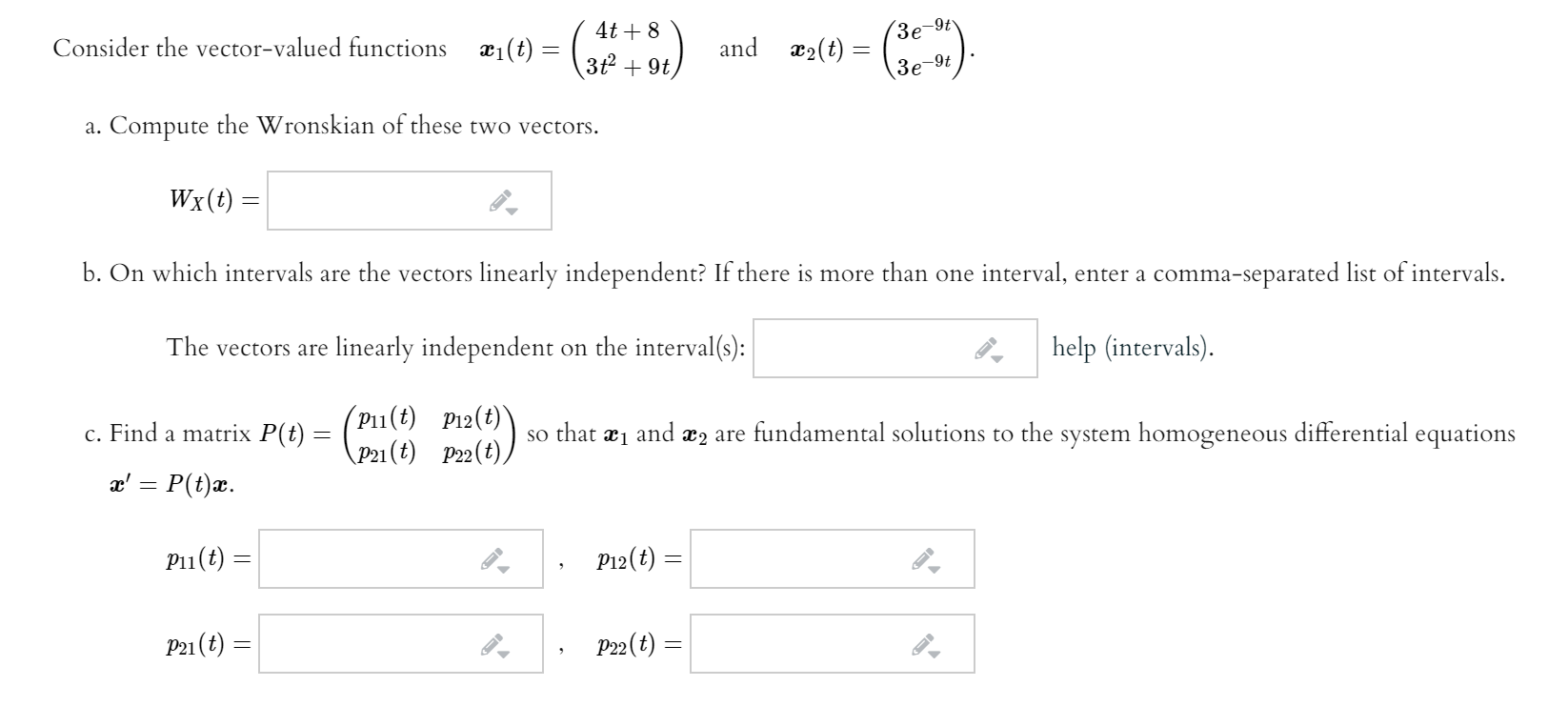 Solved 4t 8 Consider The Vector Valued Functions X1 T