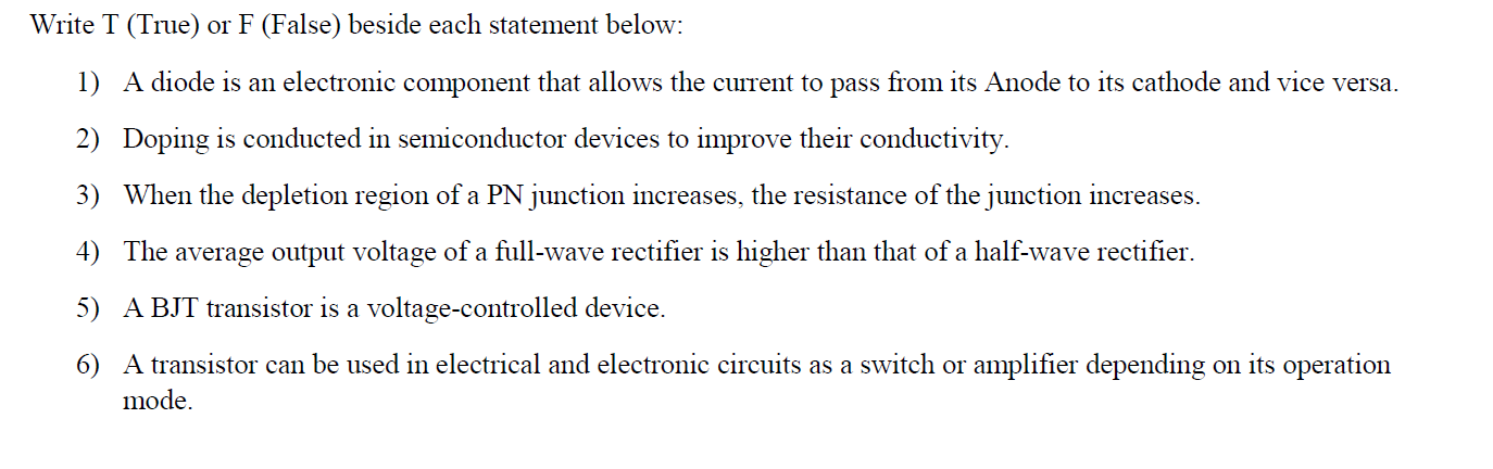 Solved Write T (True) or F (False) beside each statement | Chegg.com