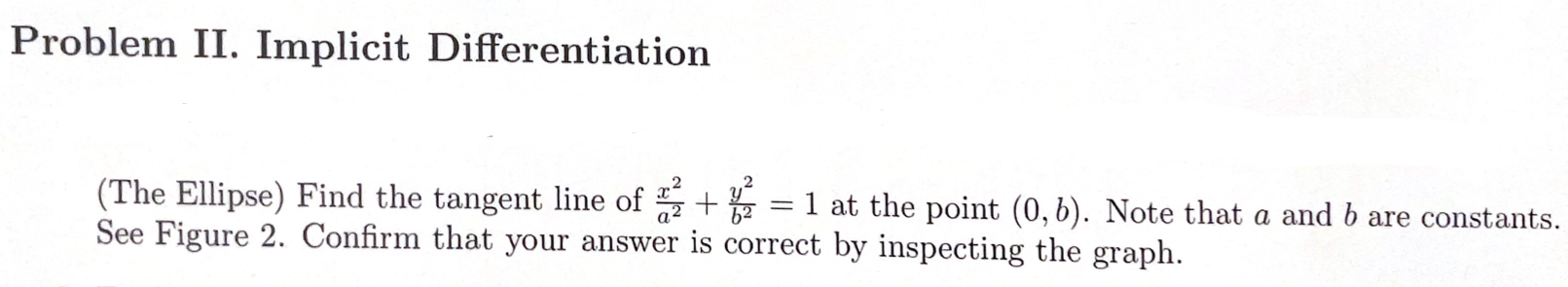 Solved Problem II. ﻿Implicit Differentiation(The Ellipse) | Chegg.com