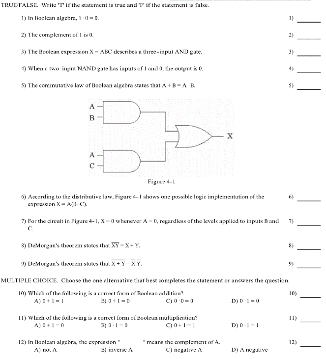 Solved TRUE/FALSE. Write 'T' if the statement is true and ℉' | Chegg.com