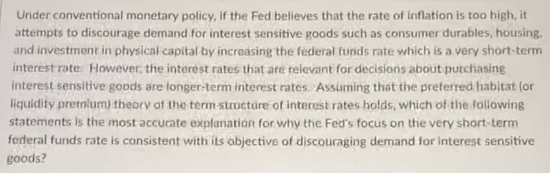 Solved Under conventional monetary policy, if the Fed | Chegg.com