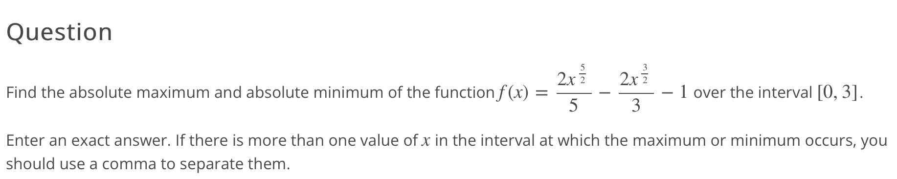 Solved QuestionFind the absolute maximum and absolute | Chegg.com