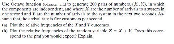 Solved Use Octave function Poisson_mnd to generate 200 pairs | Chegg.com