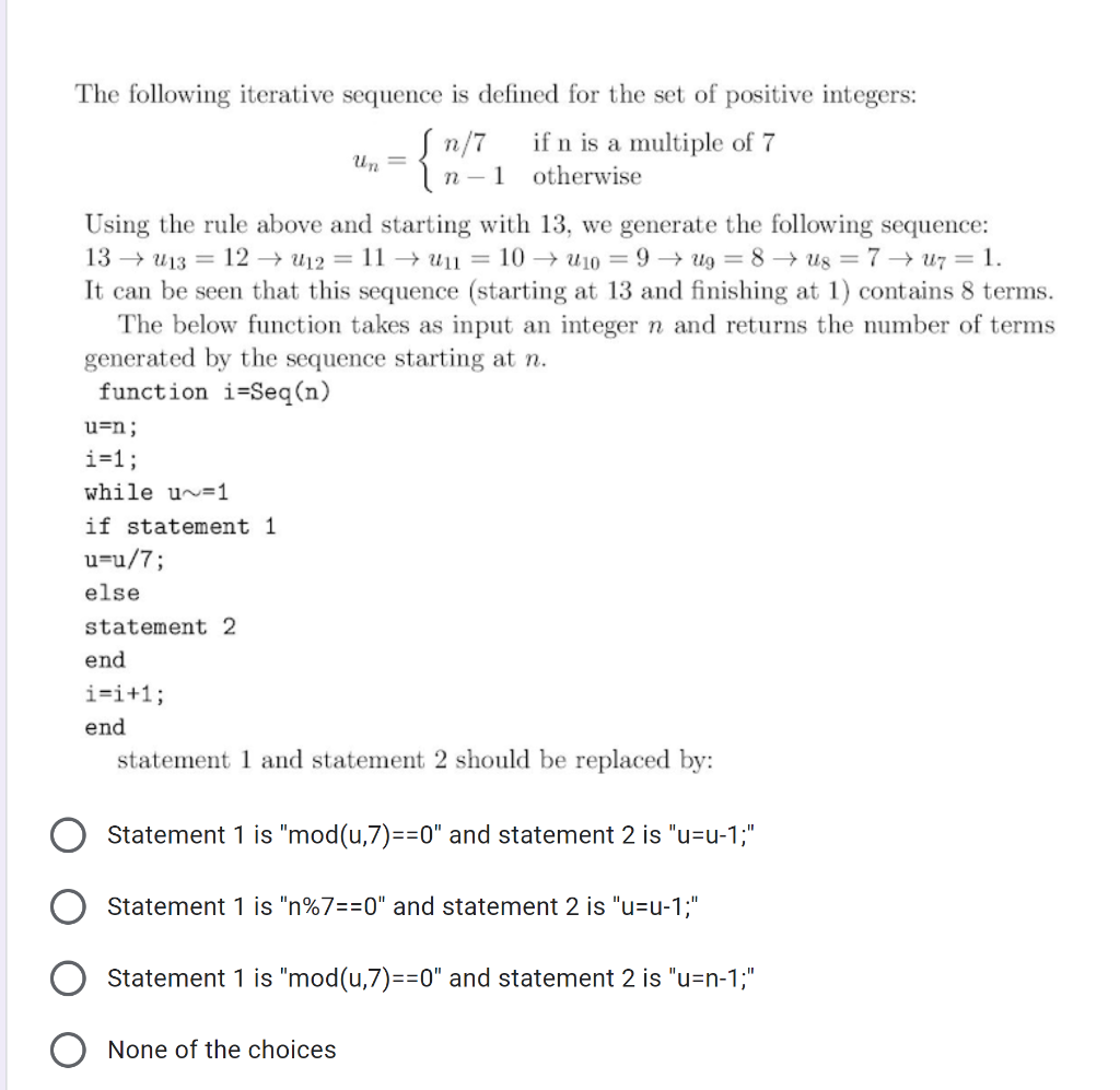 The following iterative sequence is defined for the | Chegg.com