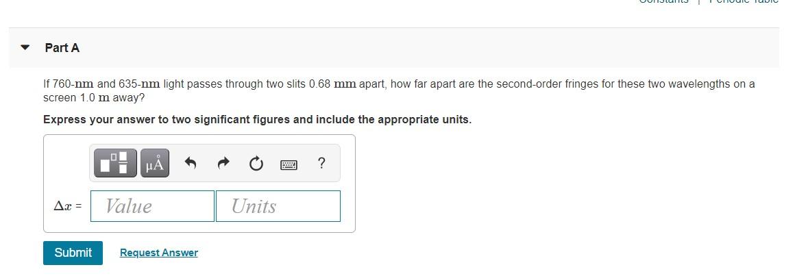 Solved Part A If 760-nm and 635-nm light passes through two | Chegg.com