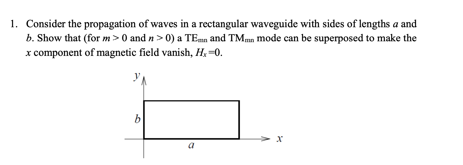 Solved 1. Consider the propagation of waves in a rectangular | Chegg.com