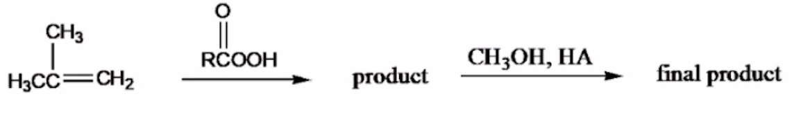 Solved CH3 RCOOH CH3OH, HA H3CC=CH2 product final product | Chegg.com