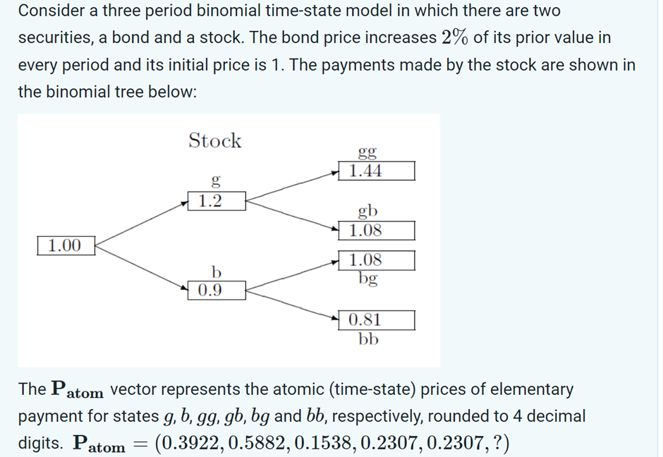 Solved Consider a three period binomial time-state model in | Chegg.com