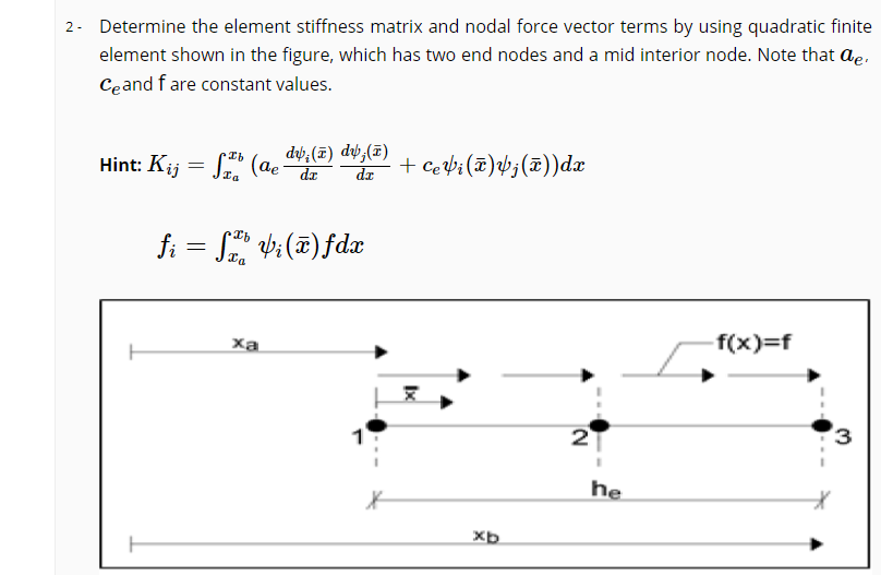 Solved 2. Determine the element stiffness matrix and nodal | Chegg.com