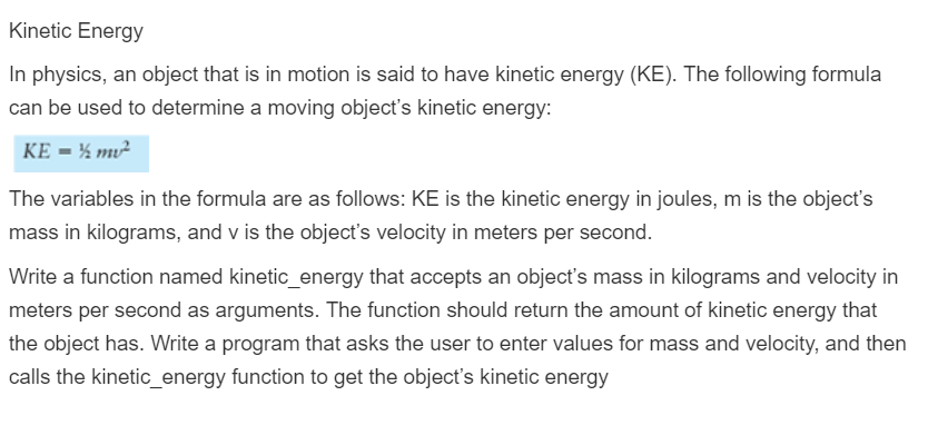 Solved Kinetic Energy In physics, an object that is in | Chegg.com