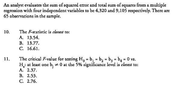 Solved An analyst evaluates the sum of squared error and | Chegg.com