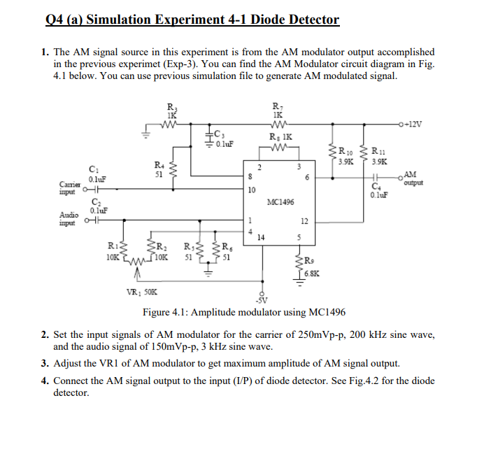 Q4 (a) Simulation Experiment 4-1 Diode Detector 1. | Chegg.com