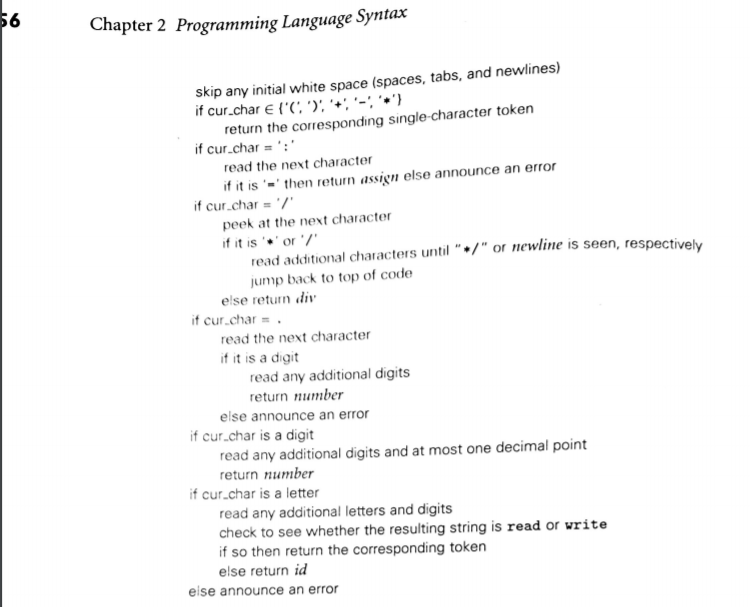 Solved Here is the task: write a scanner using an imperative | Chegg.com