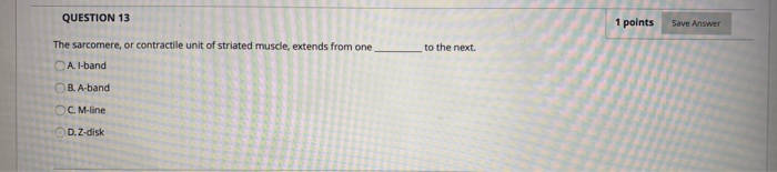 Solved QUESTION 13 The sarcomere, or contractile unit of | Chegg.com