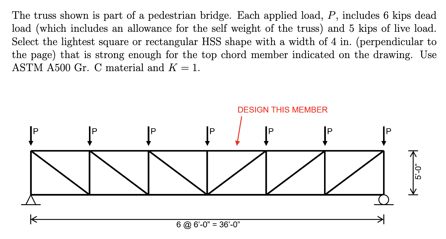 Solved The truss shown is part of a pedestrian bridge. Each | Chegg.com