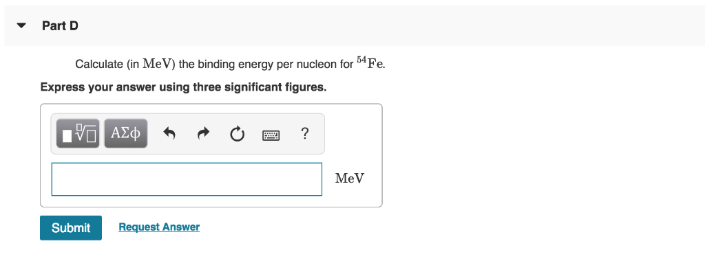 Solved Part A Calculate (in MeV) the total binding energy | Chegg.com
