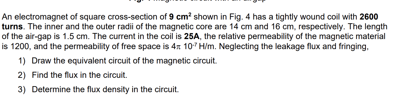 Solved An Electromagnet Of Square Cross Section Of 9 Cm