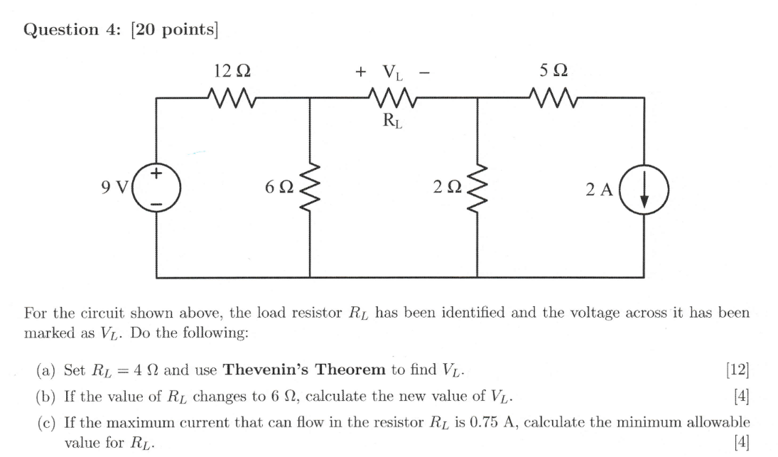 Solved Question 4: [20 ﻿points]For the circuit shown above, | Chegg.com