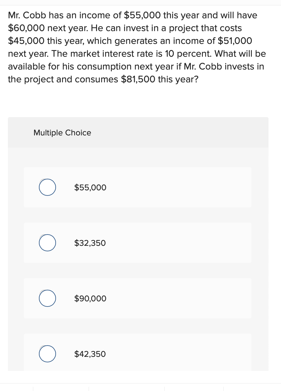Solved Mr. Cobb has an income of $55,000 this year and will | Chegg.com