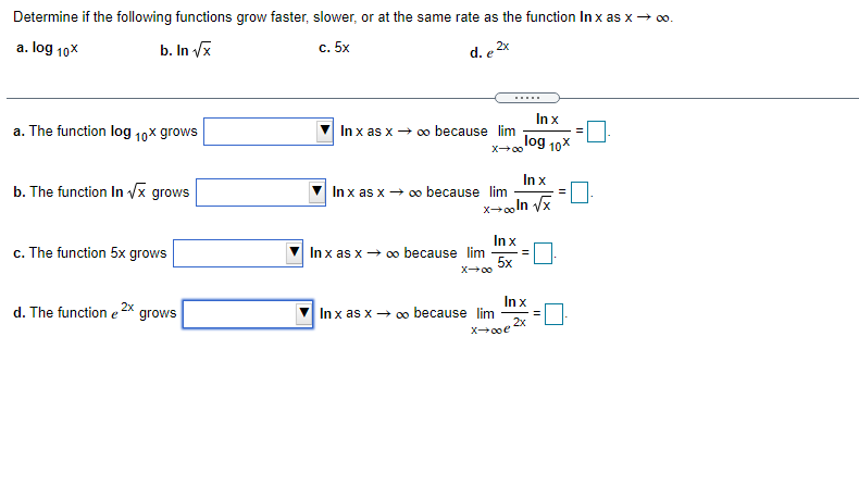 Solved Determine if the following functions grow faster, | Chegg.com
