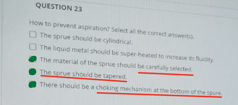 Solved QUESTION 23How to prevent aspiration? Select all the | Chegg.com
