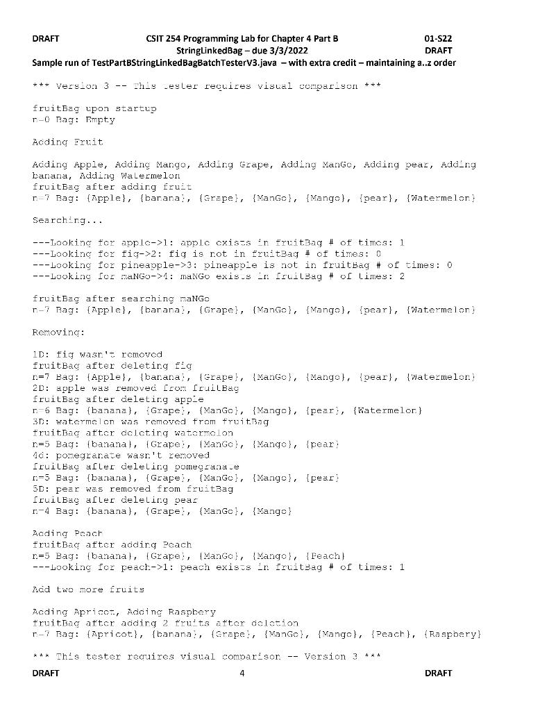Solved 01-522 DRAFT DRAFT CSIT 254 Programming Lab for | Chegg.com