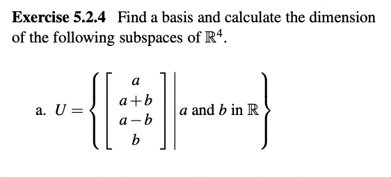 Solved Exercise 5.2.4 Find a basis and calculate the | Chegg.com