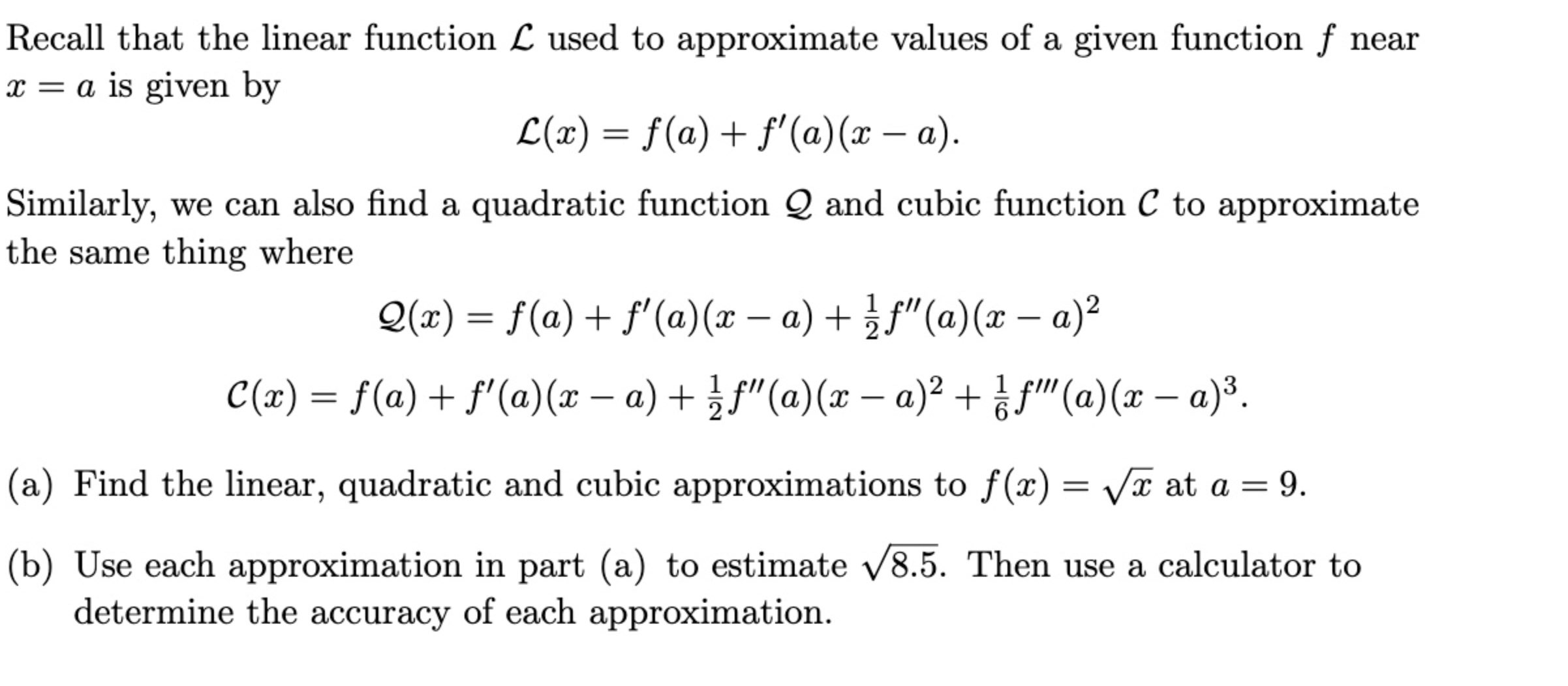Solved Recall that the linear function L ﻿used to | Chegg.com