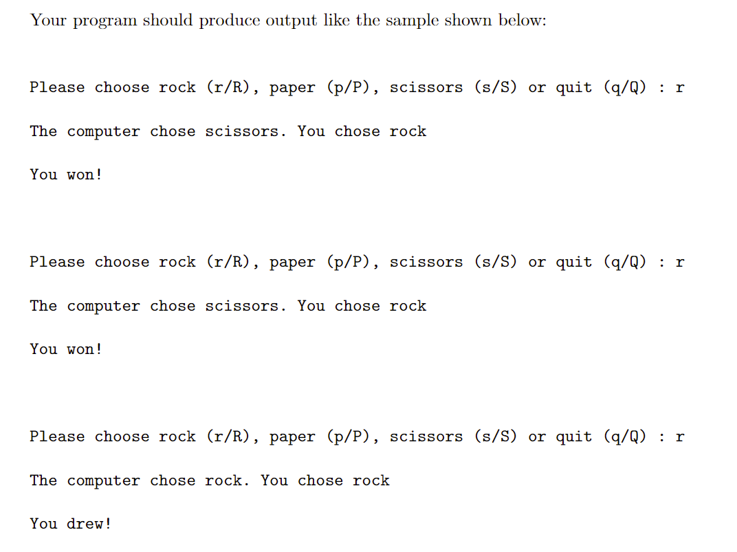Solved Exercise 3: rock, paper and scissors Random number | Chegg.com