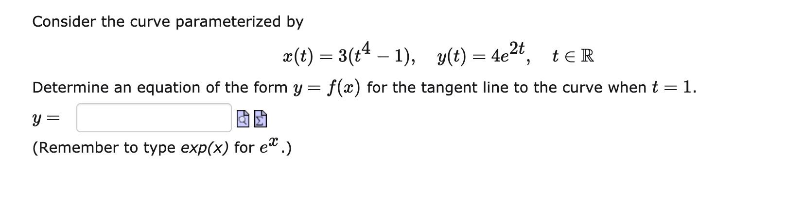 Solved Consider the curve parameterized by x(t) = 3(+4 – 1), | Chegg.com