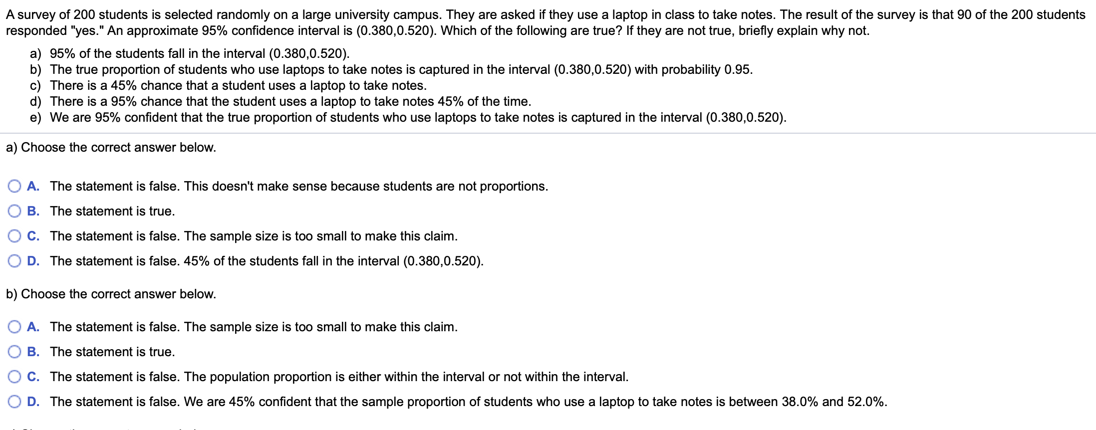 Solved A survey of 200 students is selected randomly on a | Chegg.com