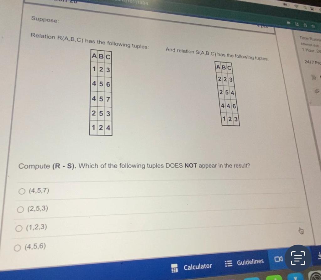 Solved Relation R(A,B,C) has the following tuples: And | Chegg.com