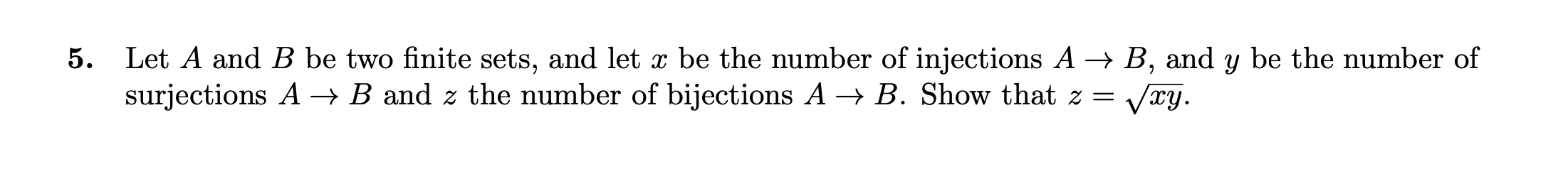 Solved Let A and B be two finite sets, and let x be the | Chegg.com