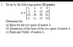Solved Given by the following matrix ( 20 | Chegg.com