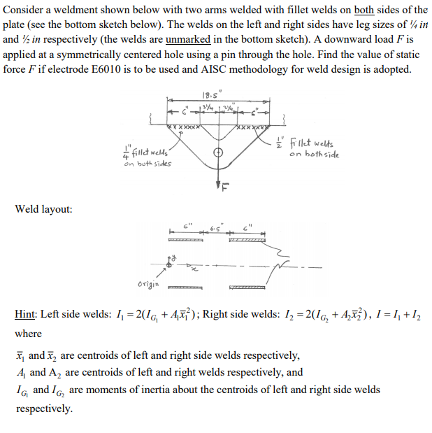 Solved Consider a weldment shown below with two arms welded | Chegg.com