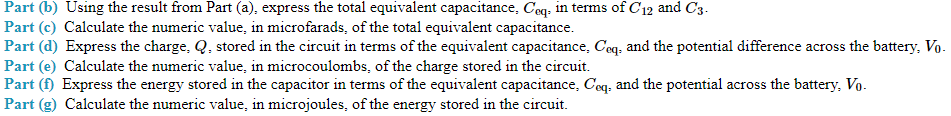 Solved (13\%) Problem 4: Three capacitors and a battery are | Chegg.com
