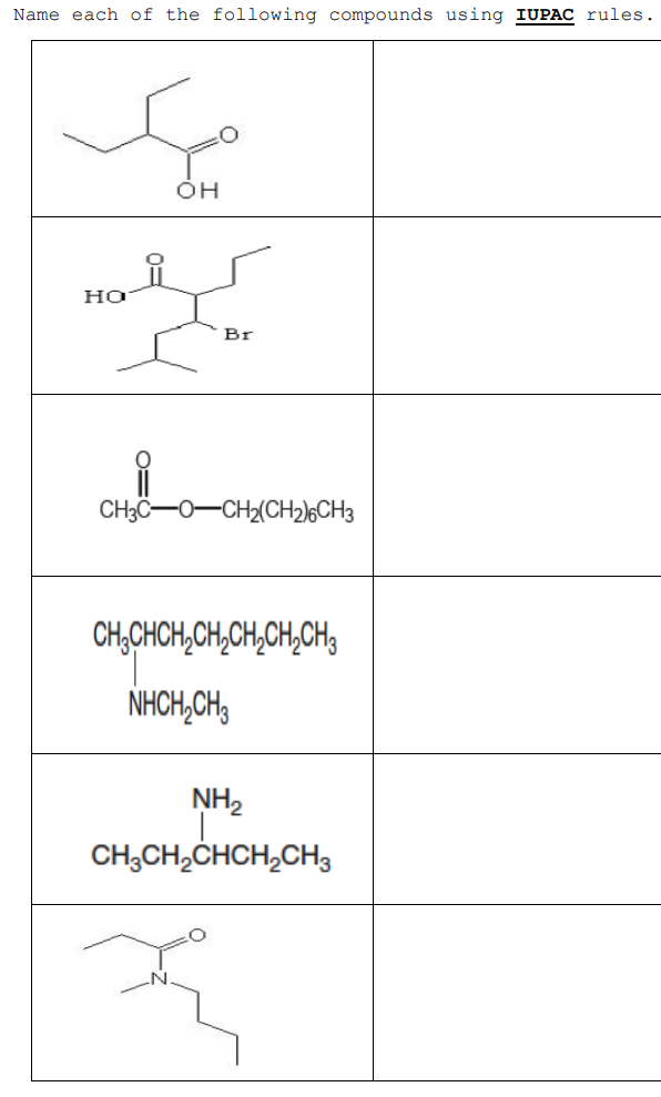 Solved Name each of the following compounds using IUPAC | Chegg.com