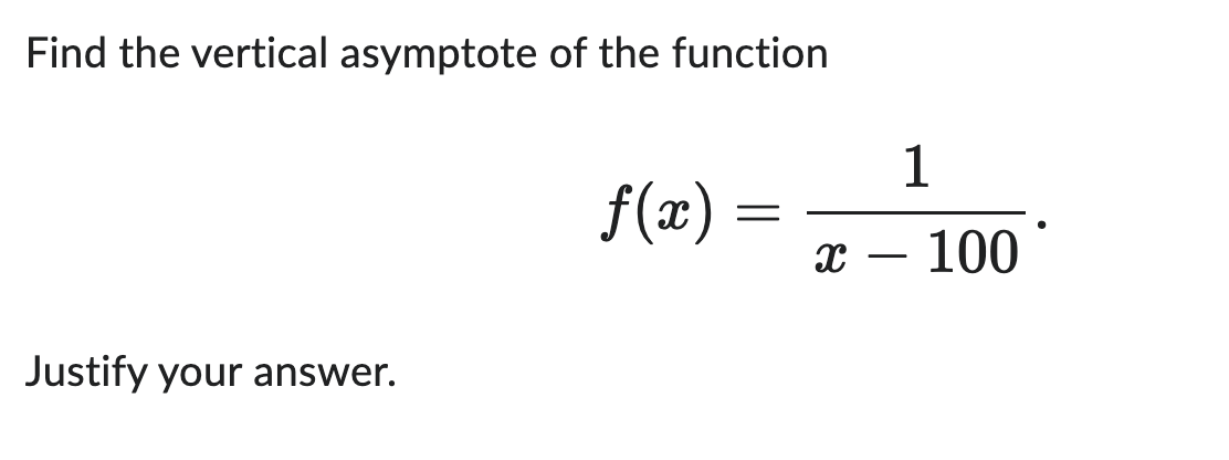 Solved Find the vertical asymptote of the function | Chegg.com