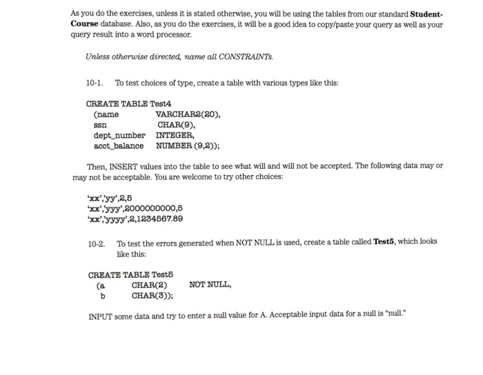 Solved As you do the exercises, unless it is stated | Chegg.com