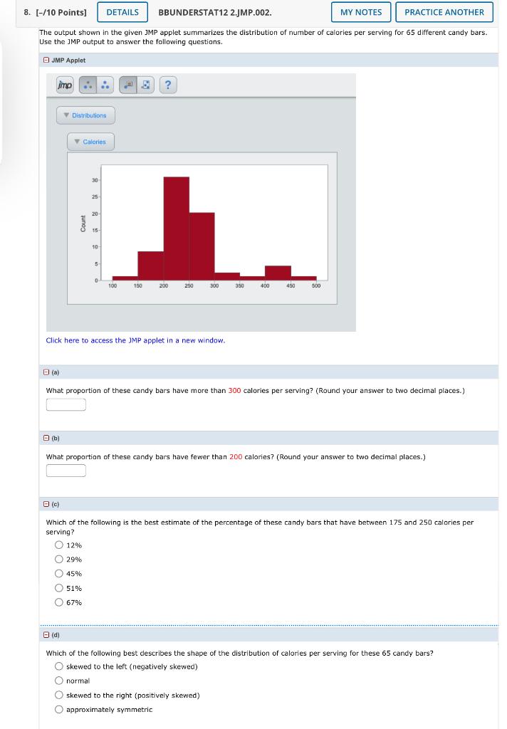 Solved [-/10 Points] BBUNDERSTAT12 2.JMP.002. The output | Chegg.com