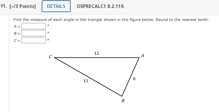 Solved Find the measure of each angle in the triangle shown | Chegg.com