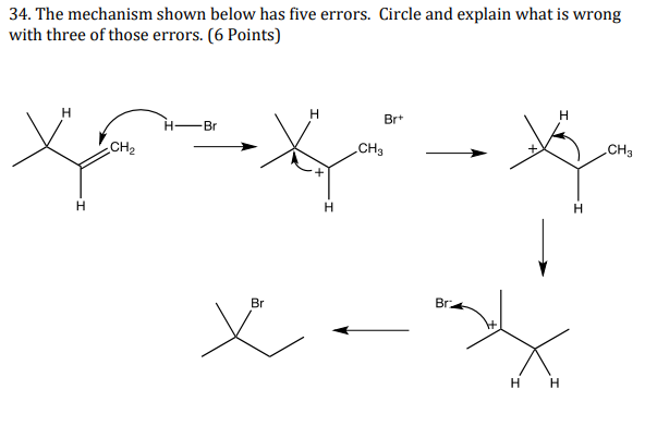 Solved 34. The mechanism shown below has five errors. Circle | Chegg.com