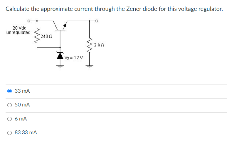 Solved Calculate the approximate current through the Zener | Chegg.com Solved Calculate the approximate current through the Zener | Chegg.com