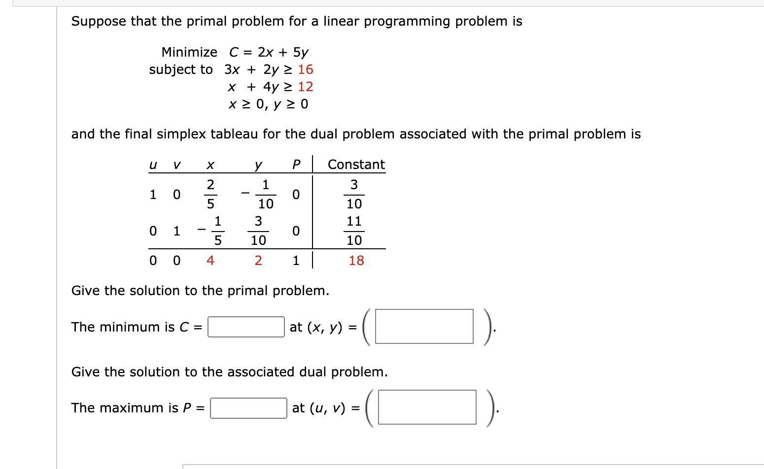 Solved Suppose that the primal problem for a linear | Chegg.com
