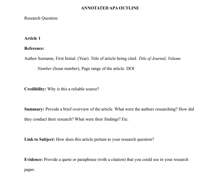 Solved by an EXPERT ANNOTATED APA OUTLINEResearch Question:Article | Chegg.com