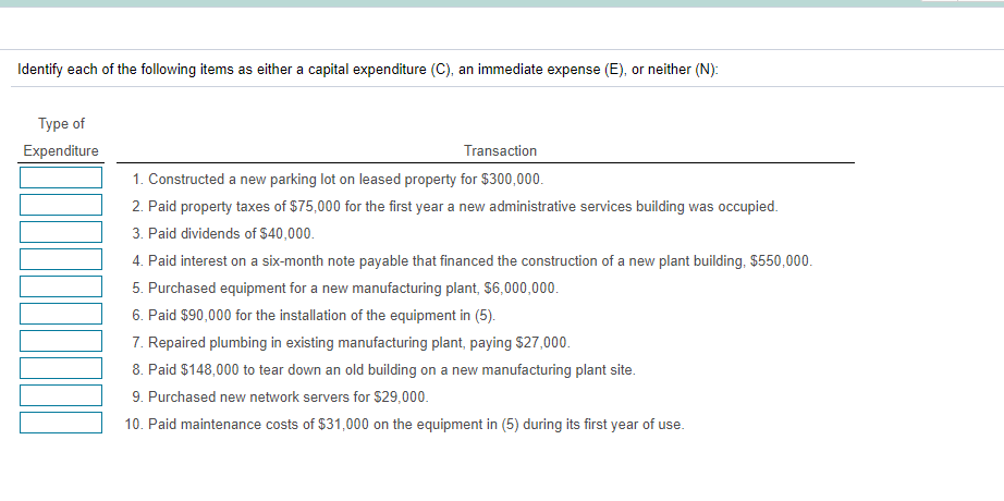 Solved Identify each of the following items as either a | Chegg.com