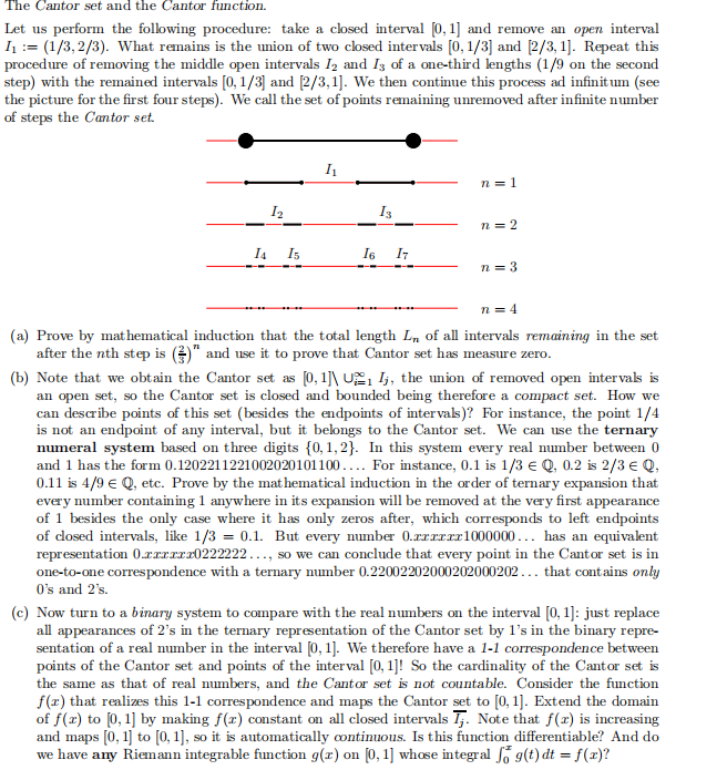 Solved The Cantor Set And The Cantor Function Let Us